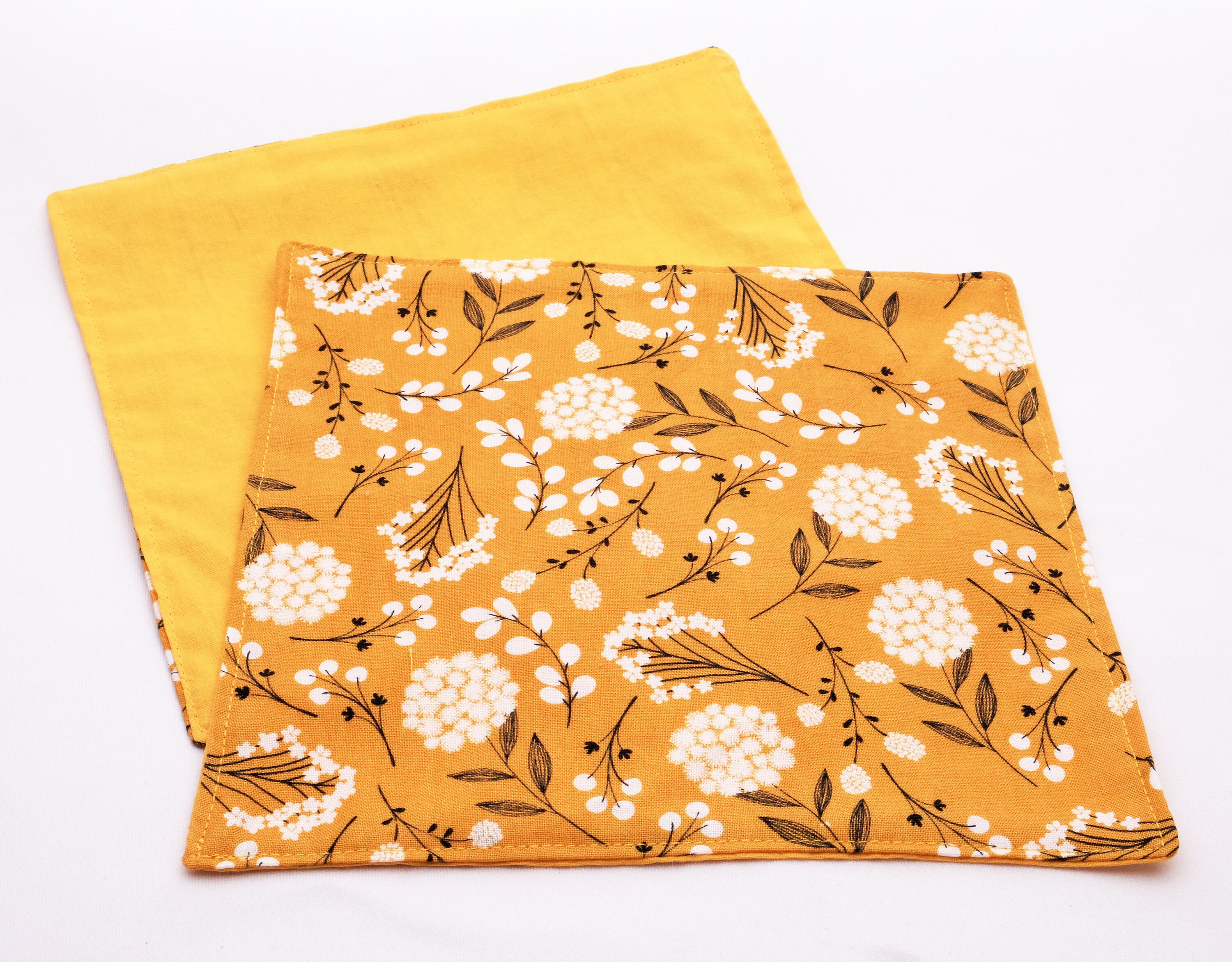 Cloth Napkins Golden Yellow Floral Snack Size Double - Etsy