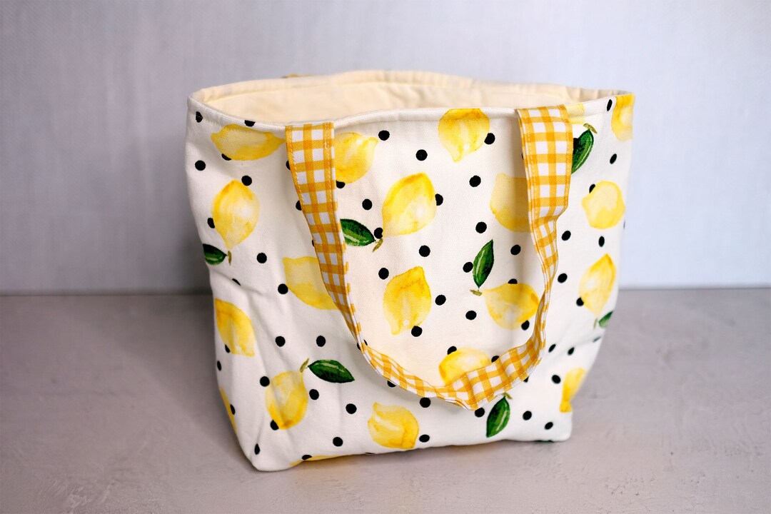 Lemons Mini Tote Bag Handmade Craft Bag, Farmers Market, Mason Jar Bag ...