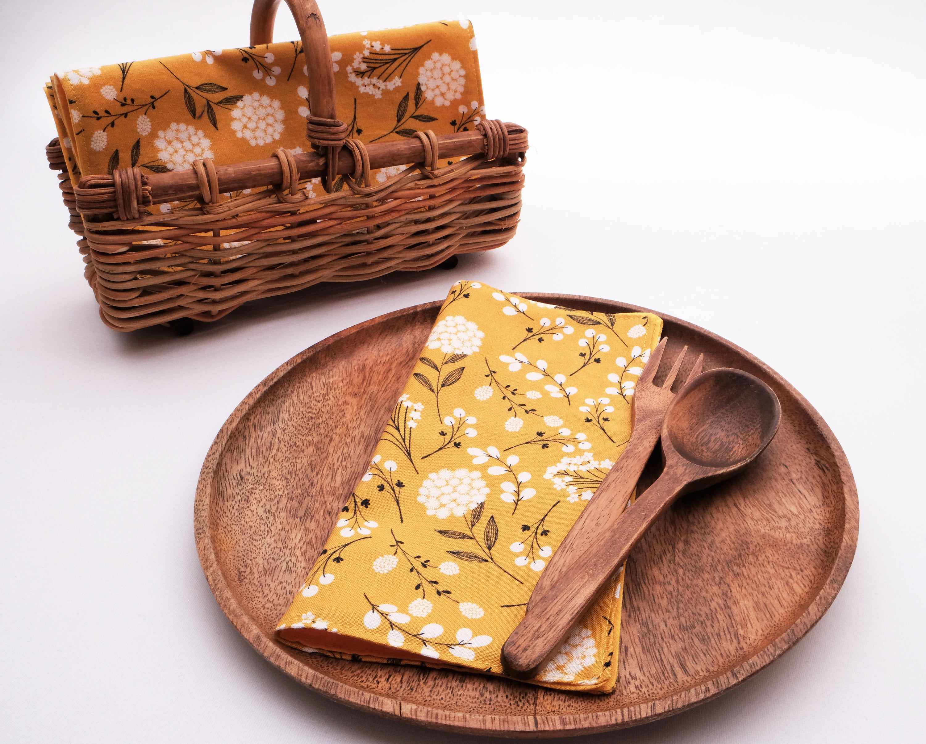 Cloth Napkins Golden Yellow Floral Snack Size Double - Etsy