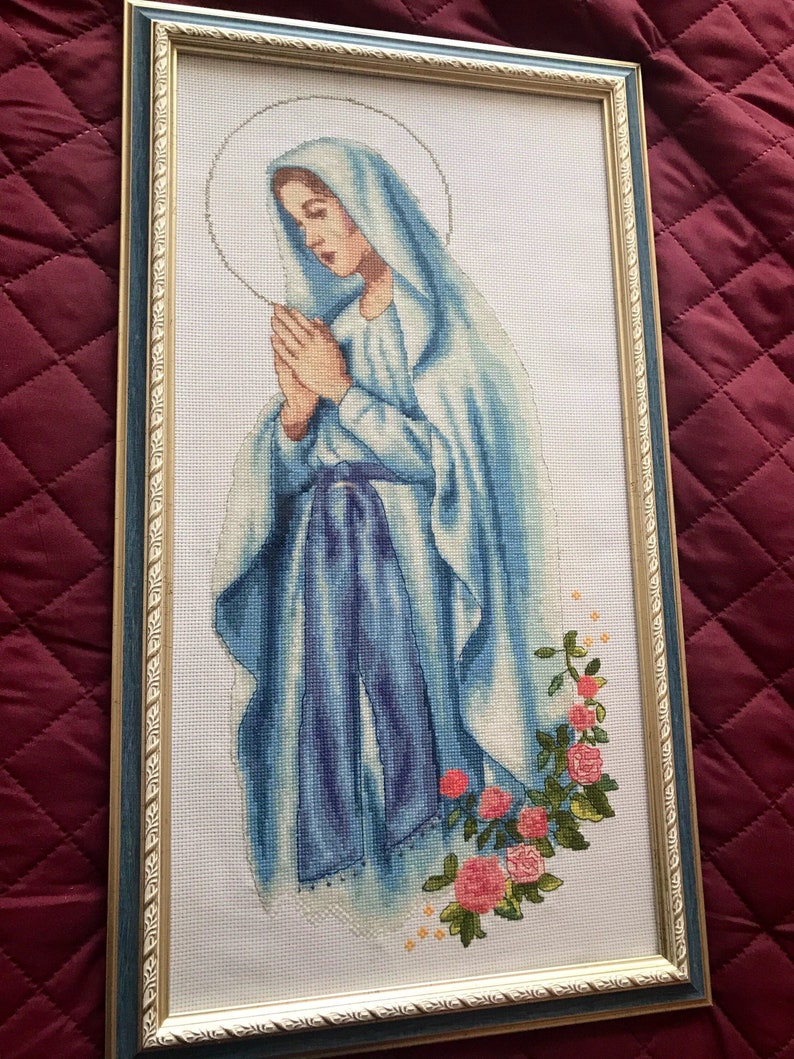 Home Altar Catholic, Our Lady, Framed Finished Cross Stich, RELIGIOUS ...