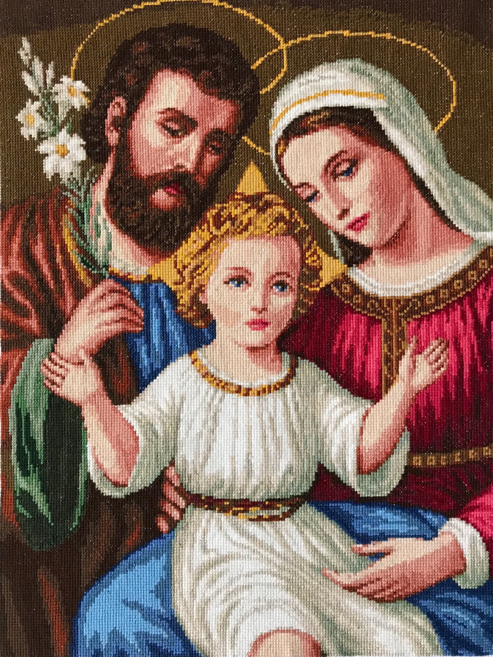 Holy Family Icon Art, Finished Religious Cross Stitch, Catholic Icon - Etsy