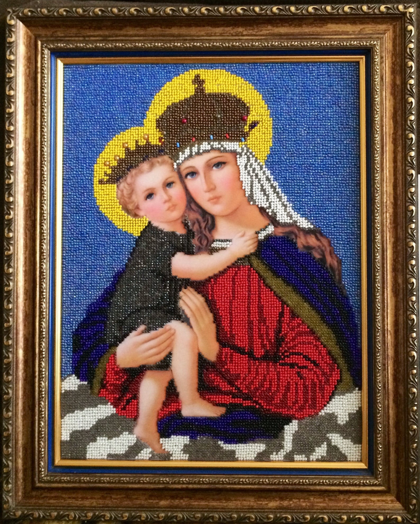Holy Icon Catholic Mom Framed Embroidered With Beads - Etsy