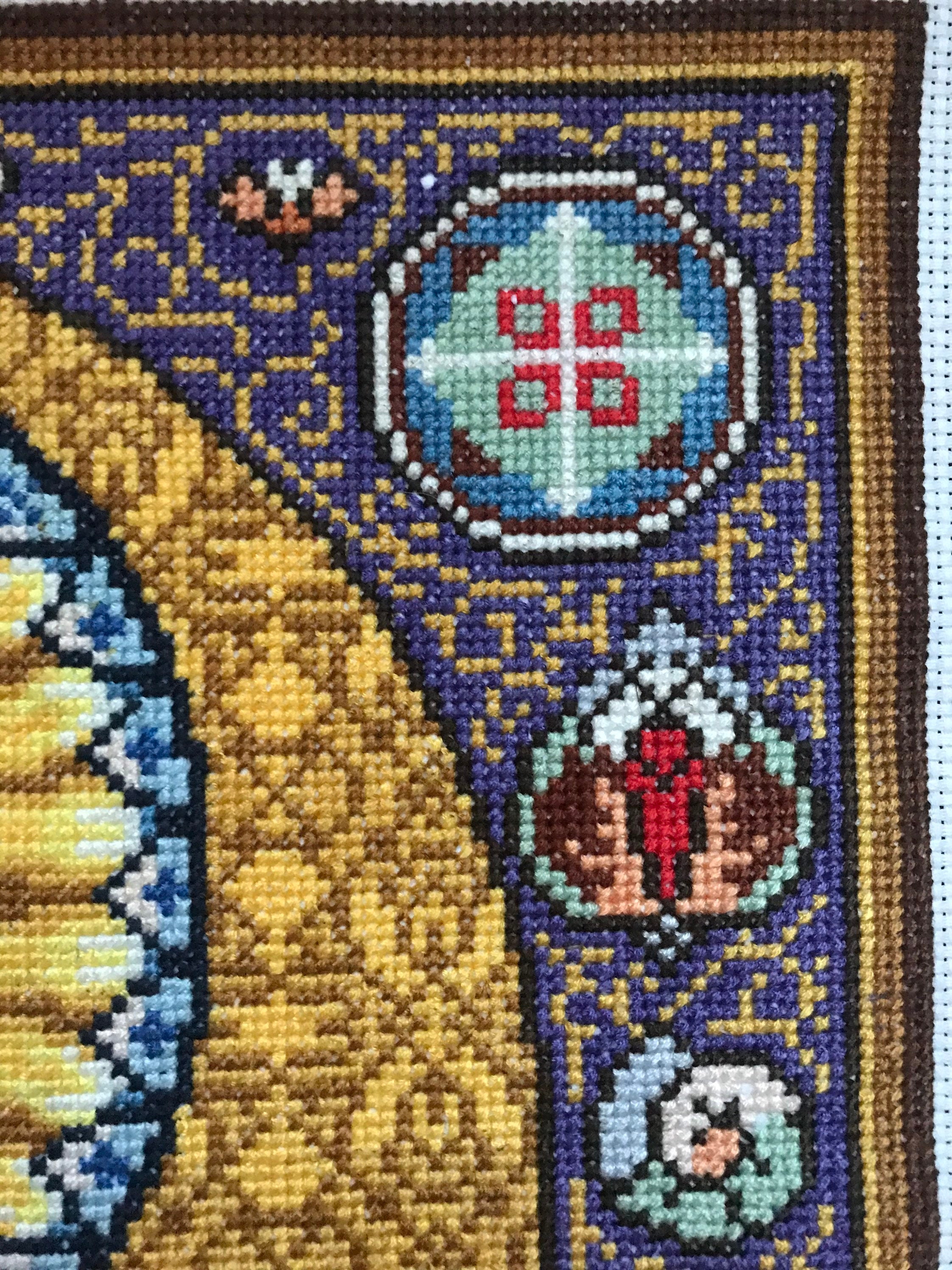 Religious Wall Tapestry, Cross Stitch Completed, Kievan Rus, Embroidery Art Finished, Icon ...