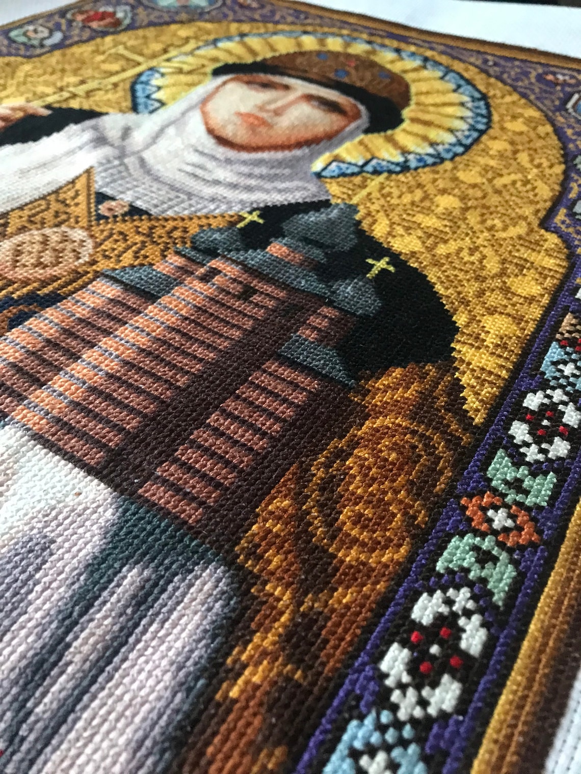 Religious Wall Tapestry, Cross Stitch Completed, Kievan Rus, Embroidery ...