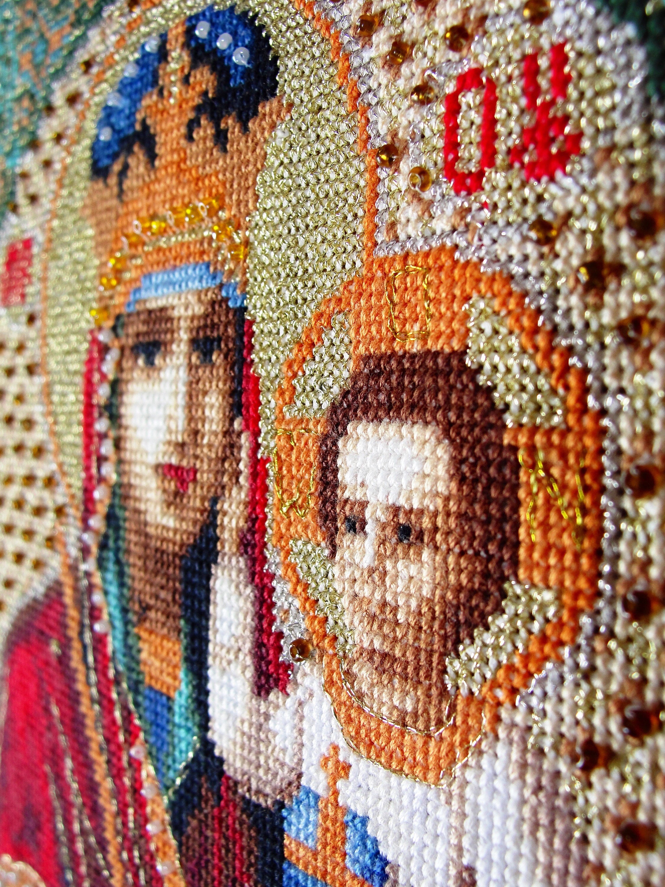 Saint Mary Art, Needlepoint Canvas Hand Painted, Cross Stitch Finished ...