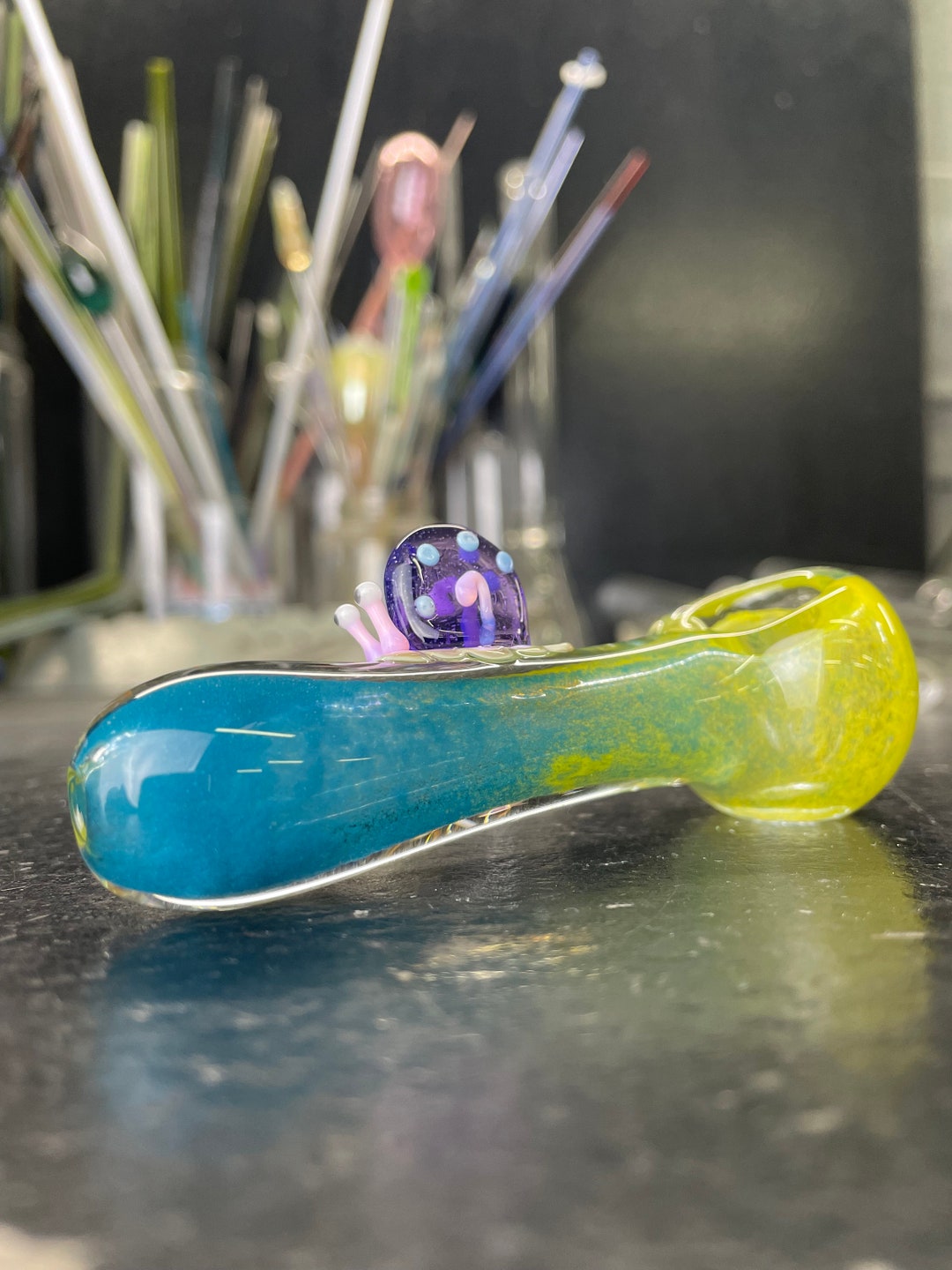 Psychedelic Purple Snail Glass Pipe - Etsy