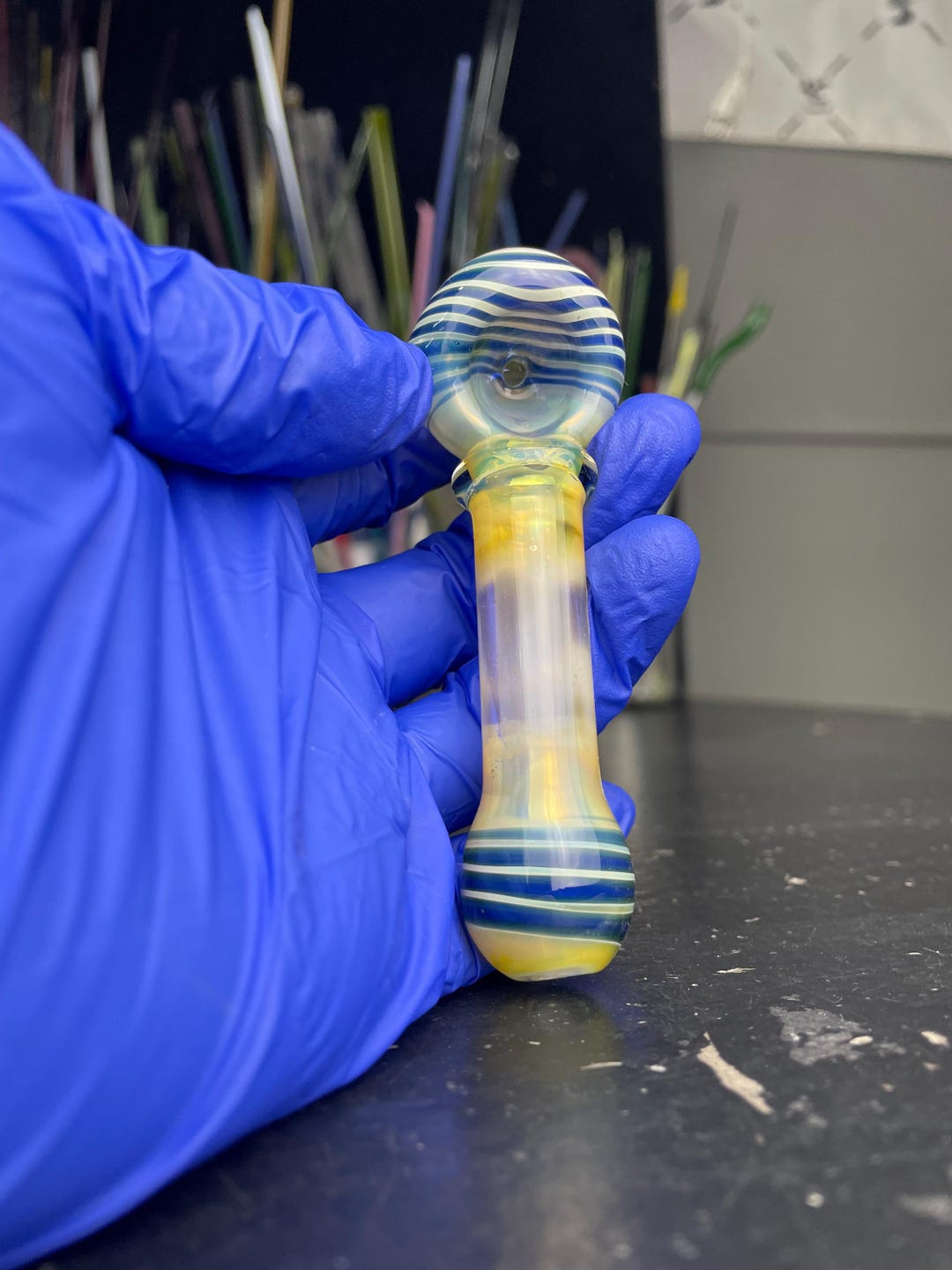 Pocket Size Color Changing Glass Pipe W/ Blue Swirls - Etsy