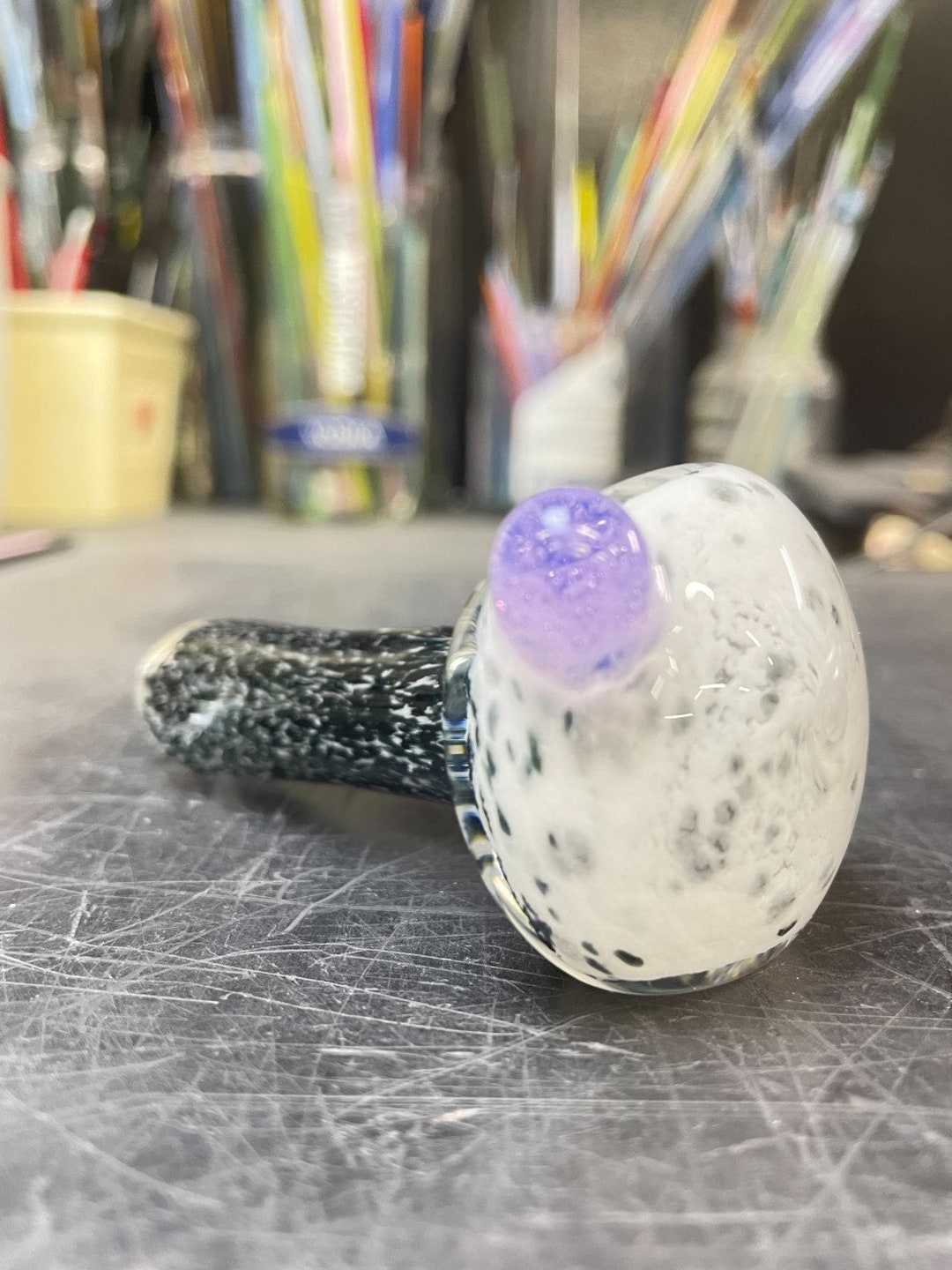 Simple Nice Thick Frit Glass Pipe W/ Slime Purple Dot - Etsy