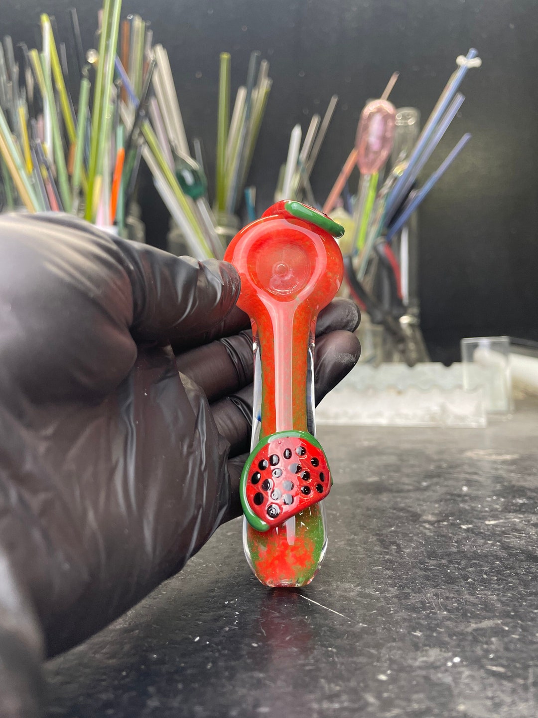 Watermelon Frit Glass Pipe - Etsy