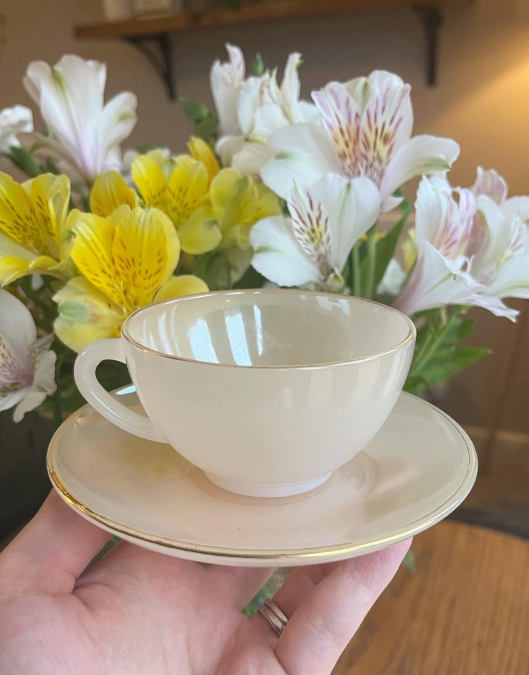 Arcopal France Pastel Peach Tea Cup and Saucer Set | French Vintage ...