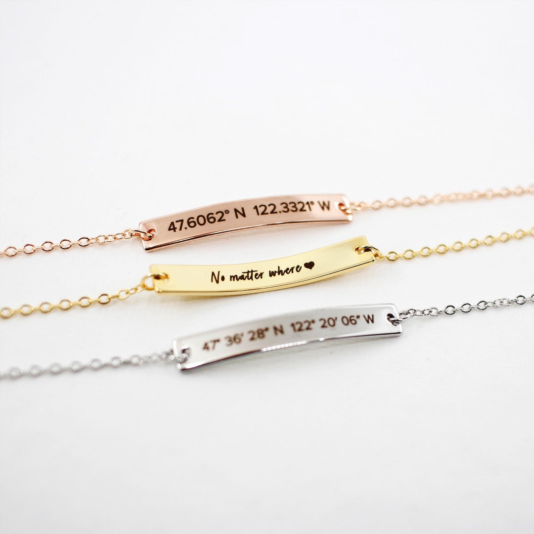 Custom Coordinates Bracelet Personalized Location Jewelry No Matter ...