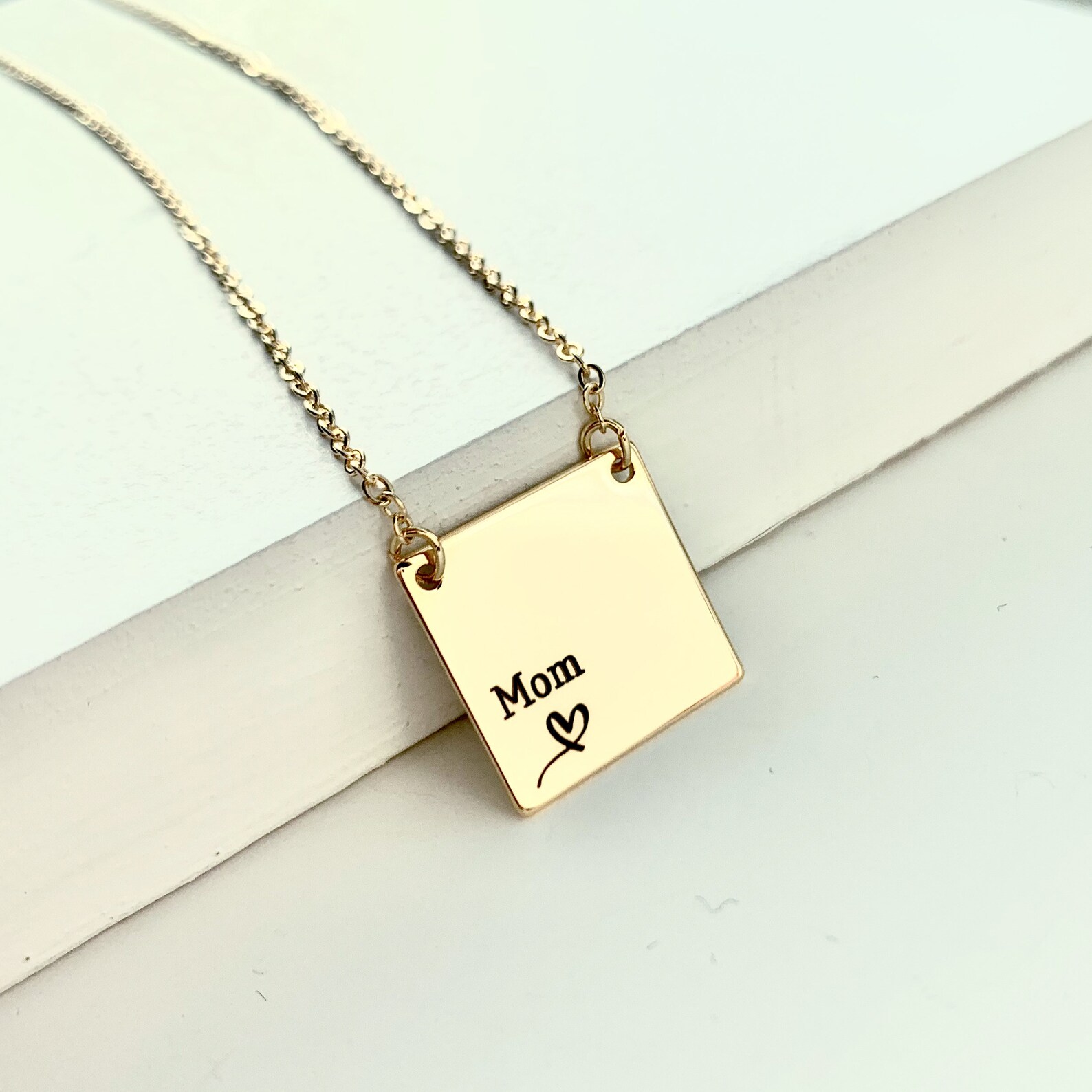 Square Plate Necklace Personalized Square Necklace Tag - Etsy