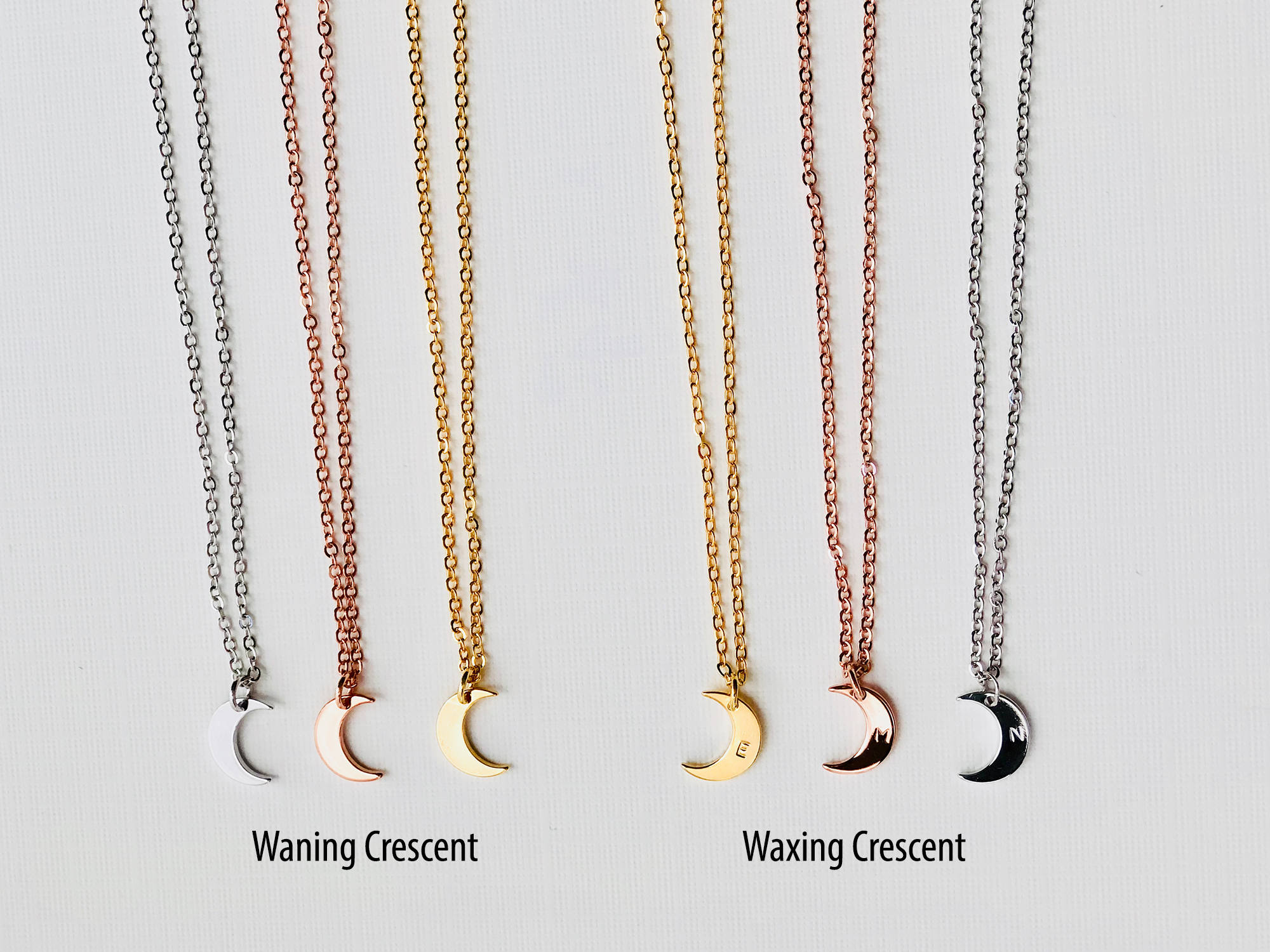 Personalized Initial Necklace Moon Necklace Moon Phase | Etsy