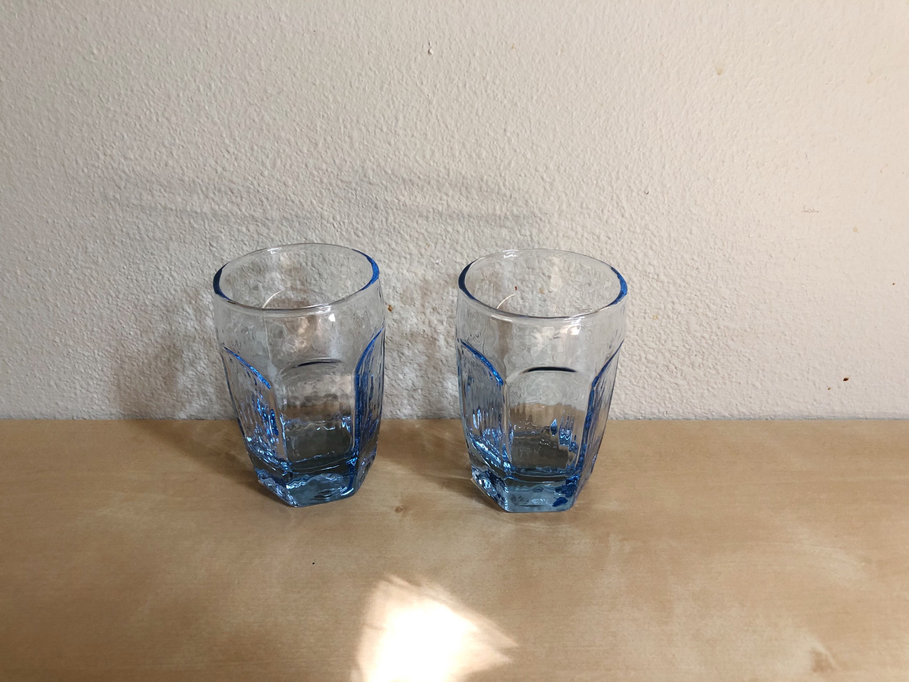 Vintage Blue Libbey Faceted Glasses Set Of 2 Etsy