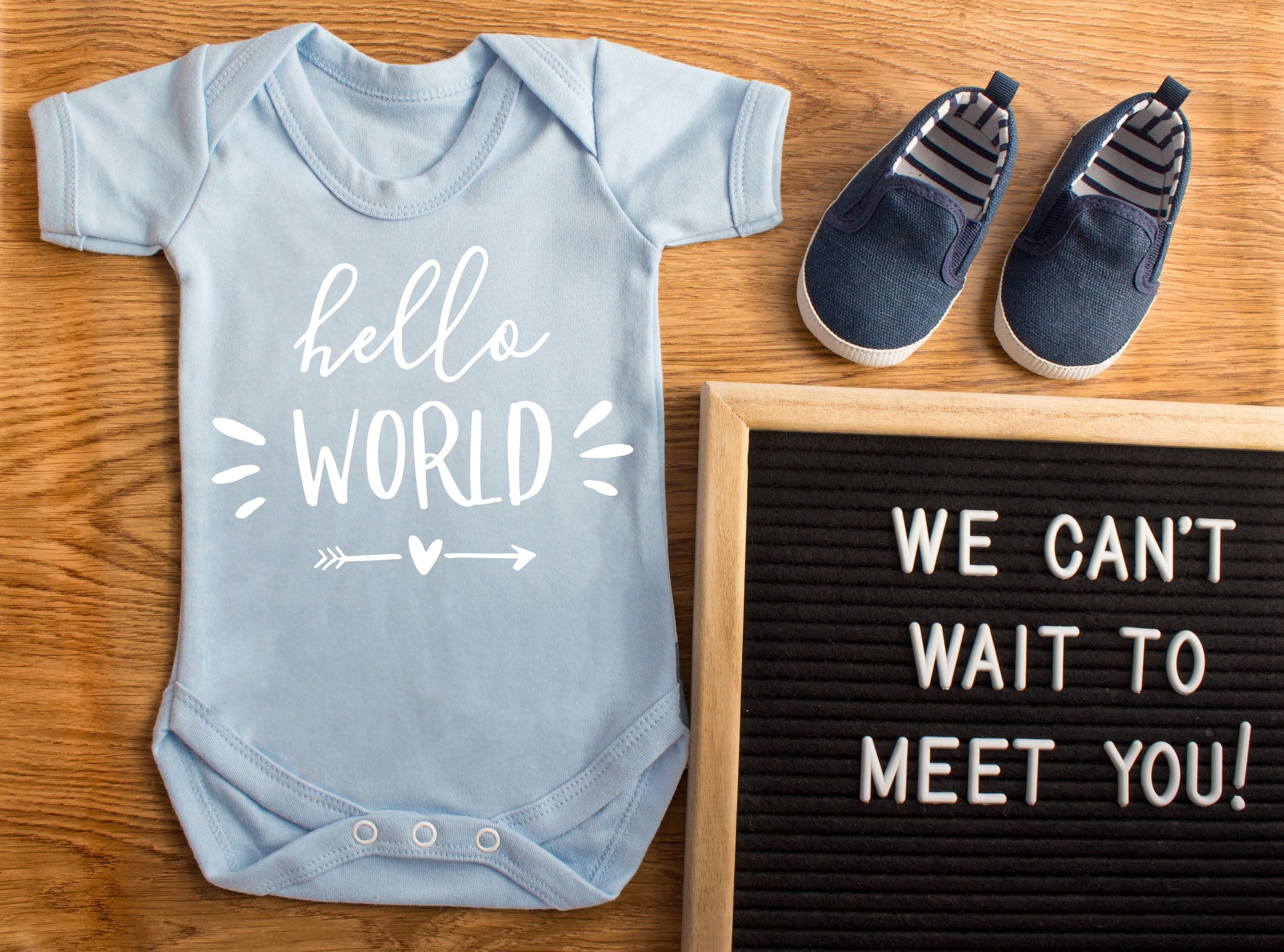 New Baby Gift Cute Baby Clothes Hello World Cotton Bodysuit | Etsy