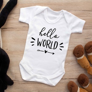New Baby Gift | Cute Baby Clothes Hello World Cotton Bodysuit Baby Grow ...