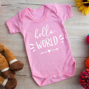 New Baby Gift Cute Baby Clothes Hello World Cotton Bodysuit - Etsy