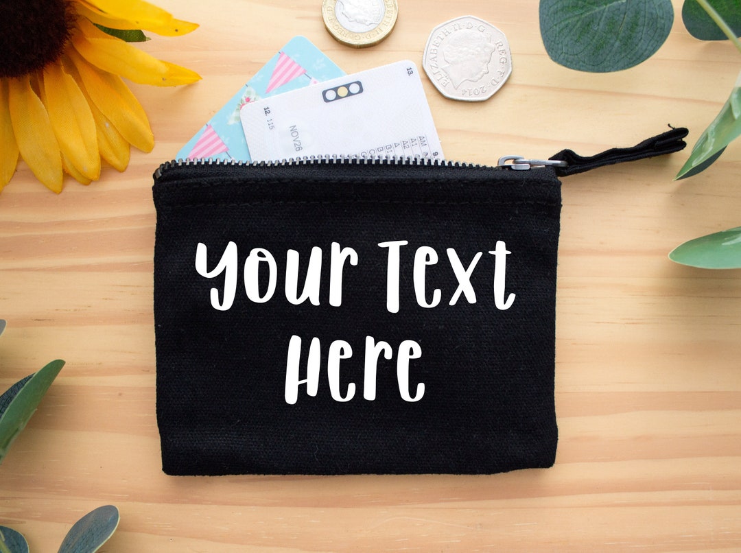 Personalized Coin Purse: Custom Text Gift, Cotton Canvas - Etsy