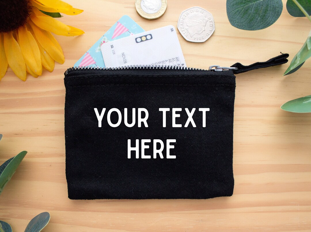 Personalized Text Coin Purse: Handmade Cotton Canvas Zip Pouch - Etsy