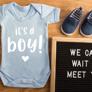 Gender Reveal Pregnancy Announcement Bodysuit Baby Vest | It's A Boy ...