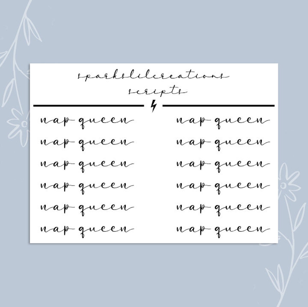 Nap Queen Scripts Sticker Sheet - Etsy