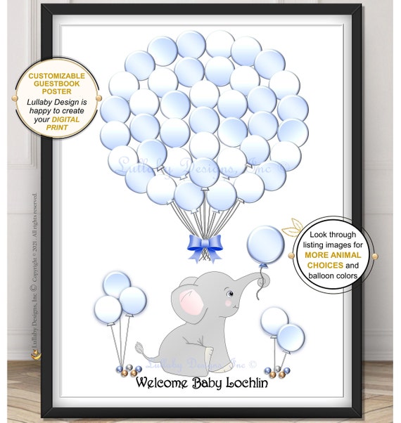 Elephant Theme Baby Boy Shower Decor Guest Book Alternative - Etsy