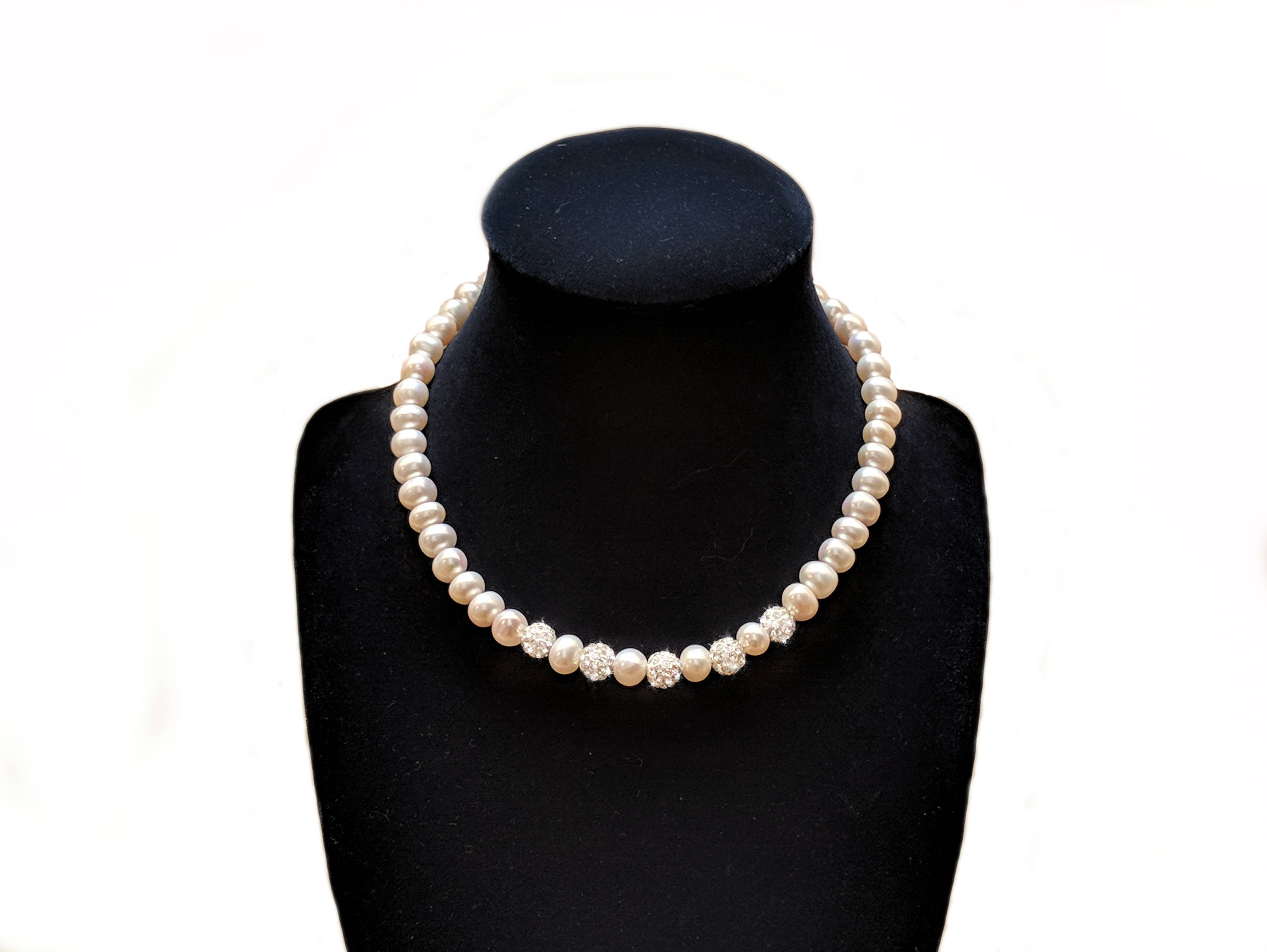 Bridal Pearl Rhinestone Necklace Crystal Wedding Jewelry White