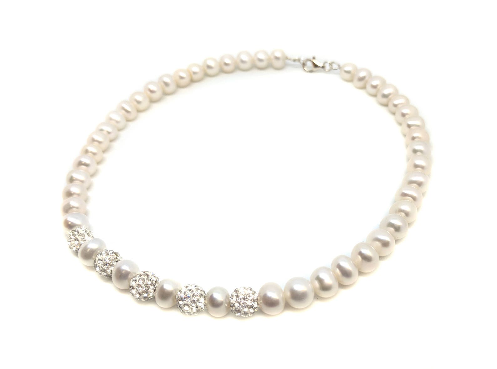 Bridal Pearl Rhinestone Necklace Crystal Wedding Jewelry White ...