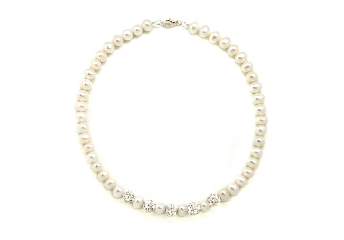 Bridal Pearl Rhinestone Necklace Crystal Wedding Jewelry White ...