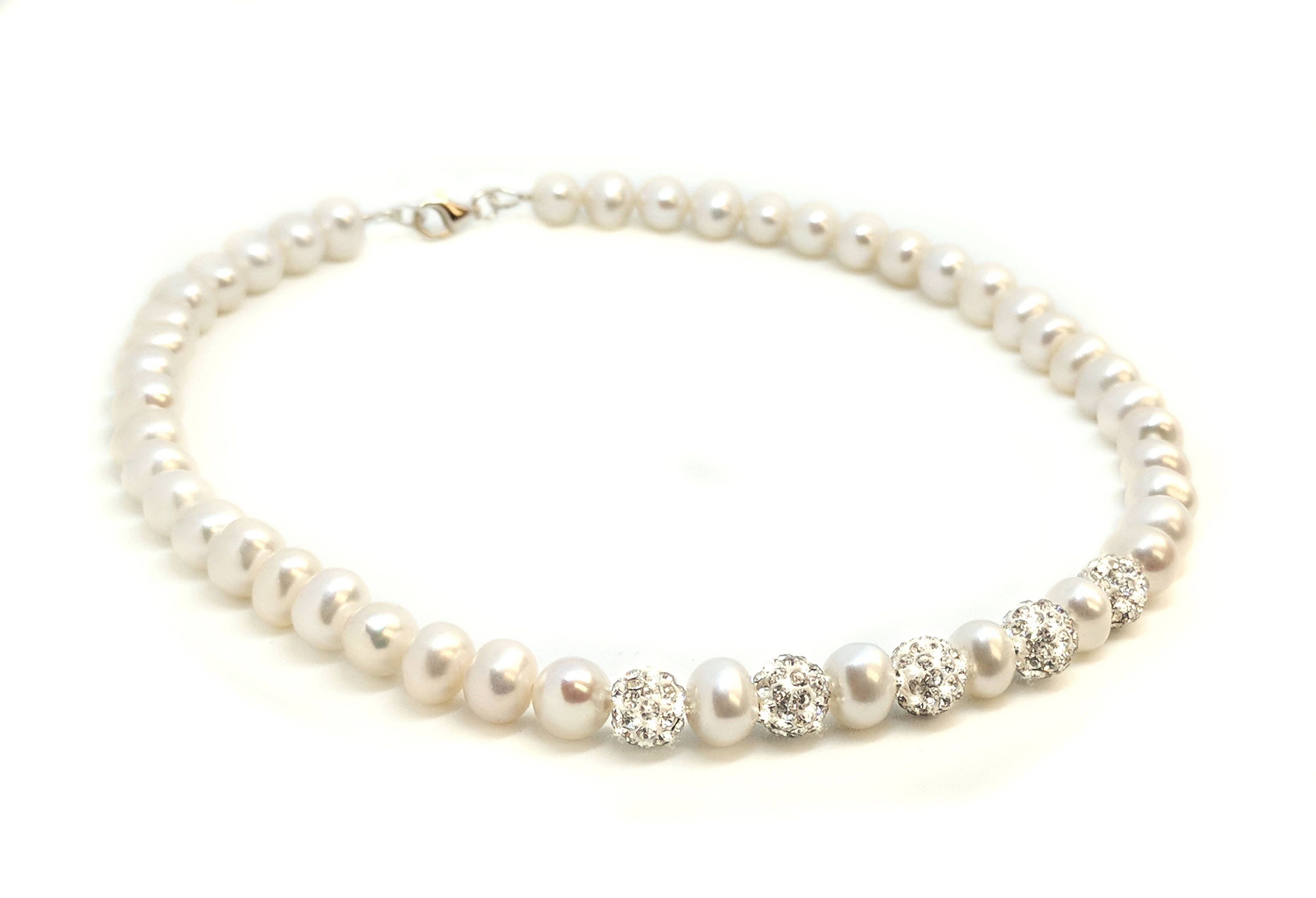 Bridal Pearl Rhinestone Necklace Crystal Wedding Jewelry White ...