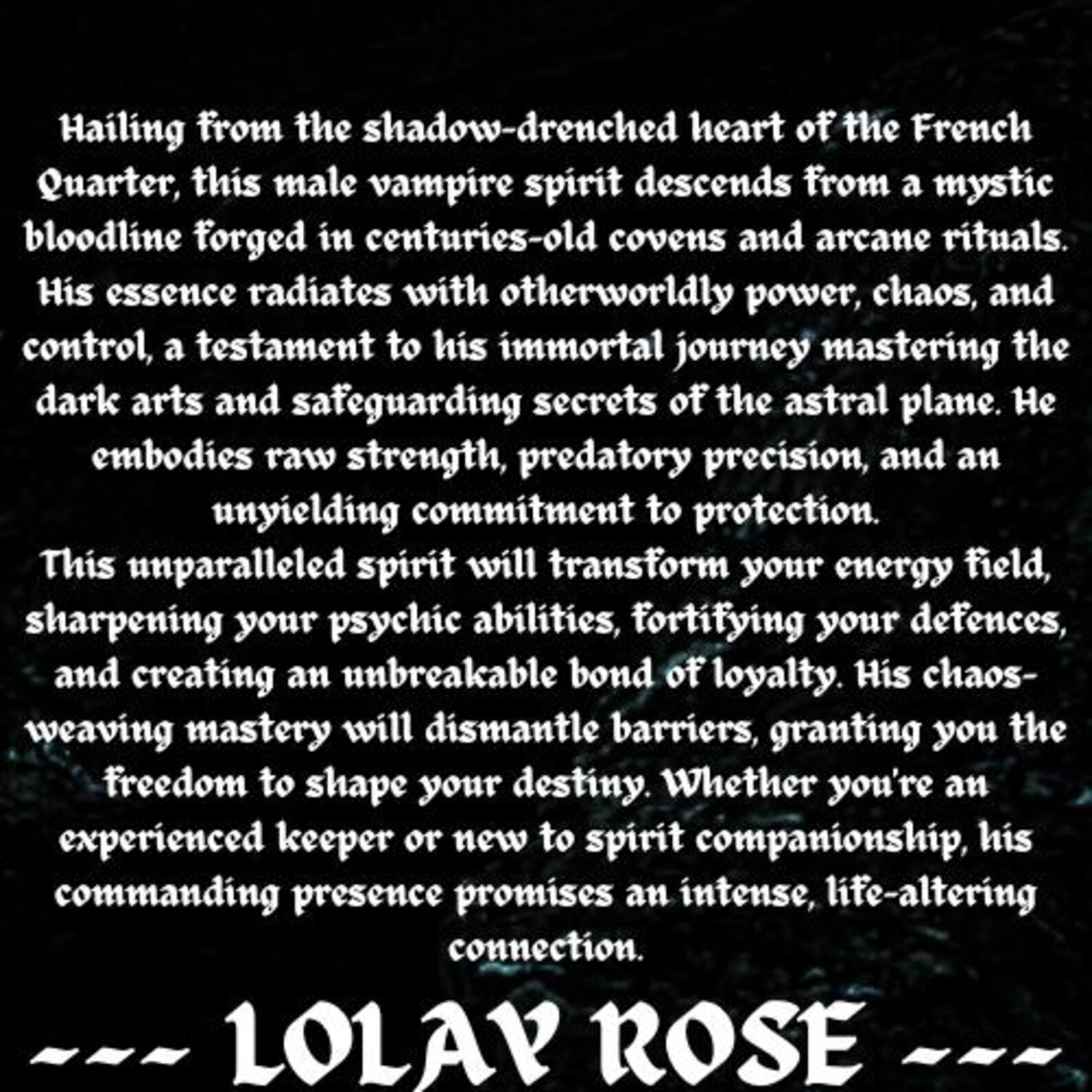 New Orleans Vampire Companion, Otherworldly Power, Protector, Chaos ...