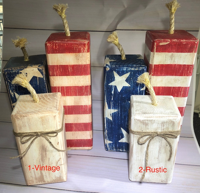 Wooden Rustic 4th of July Firecrackers American Flag - Etsy