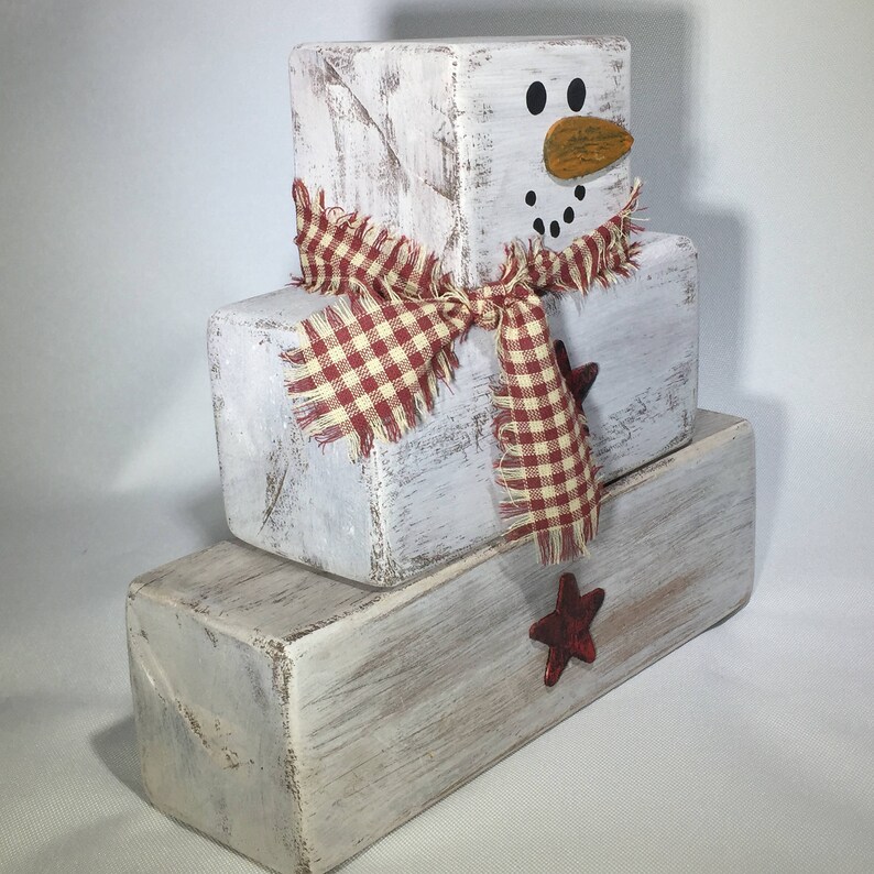 Rustic Wooden Snowman Christmas Decor Block Snowman - Etsy UK