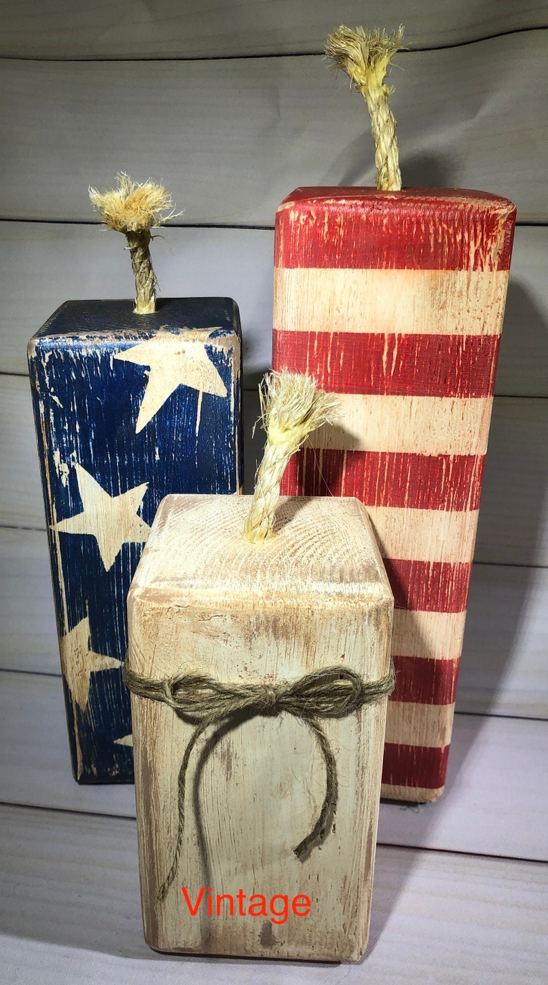 Wooden Rustic 4th of July Firecrackers American Flag - Etsy