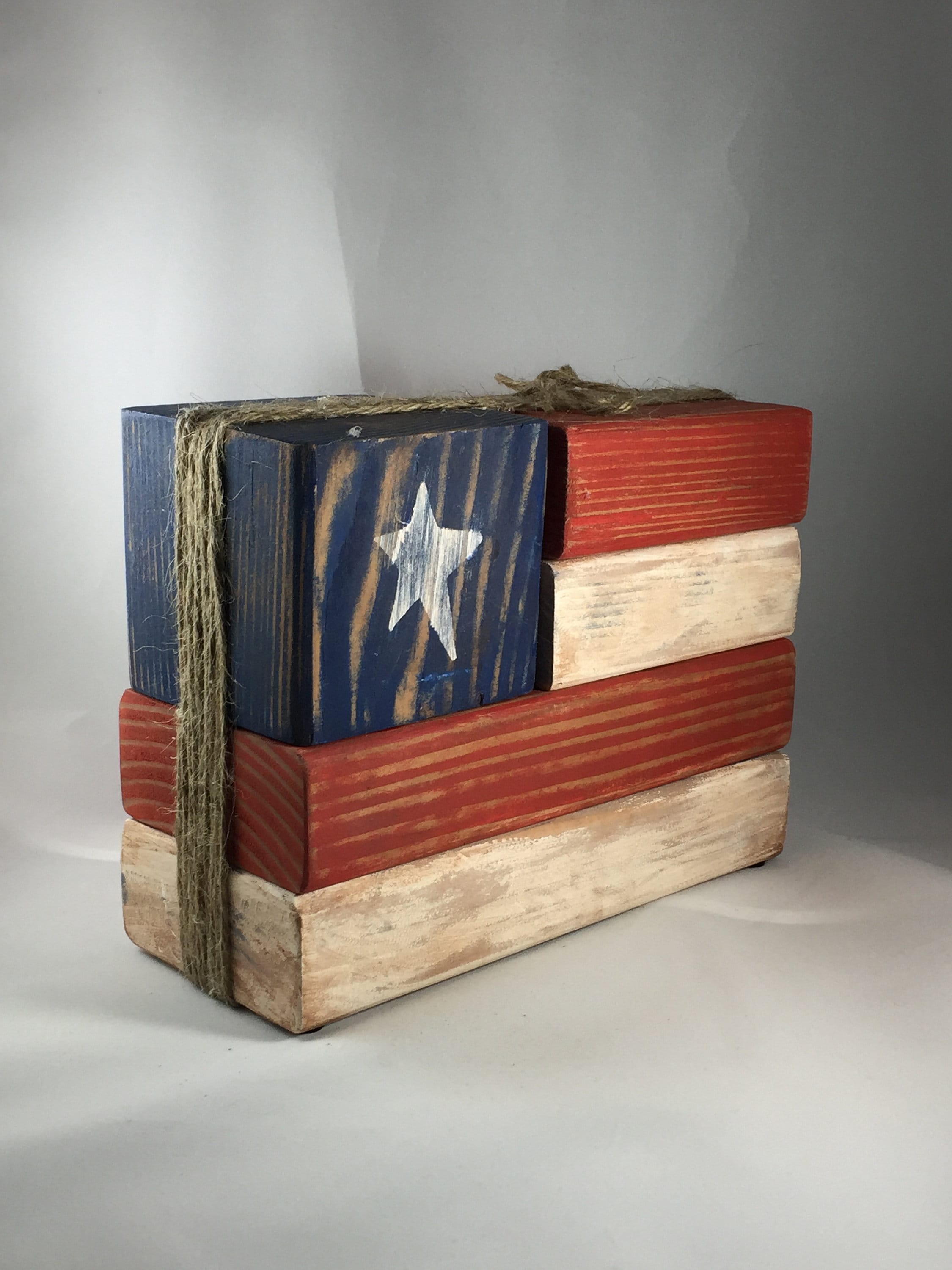 Rustic Americana Flag Wood Blocks: 4th of July Decor - Etsy