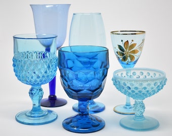 Blue Glassware Vintage | Etsy