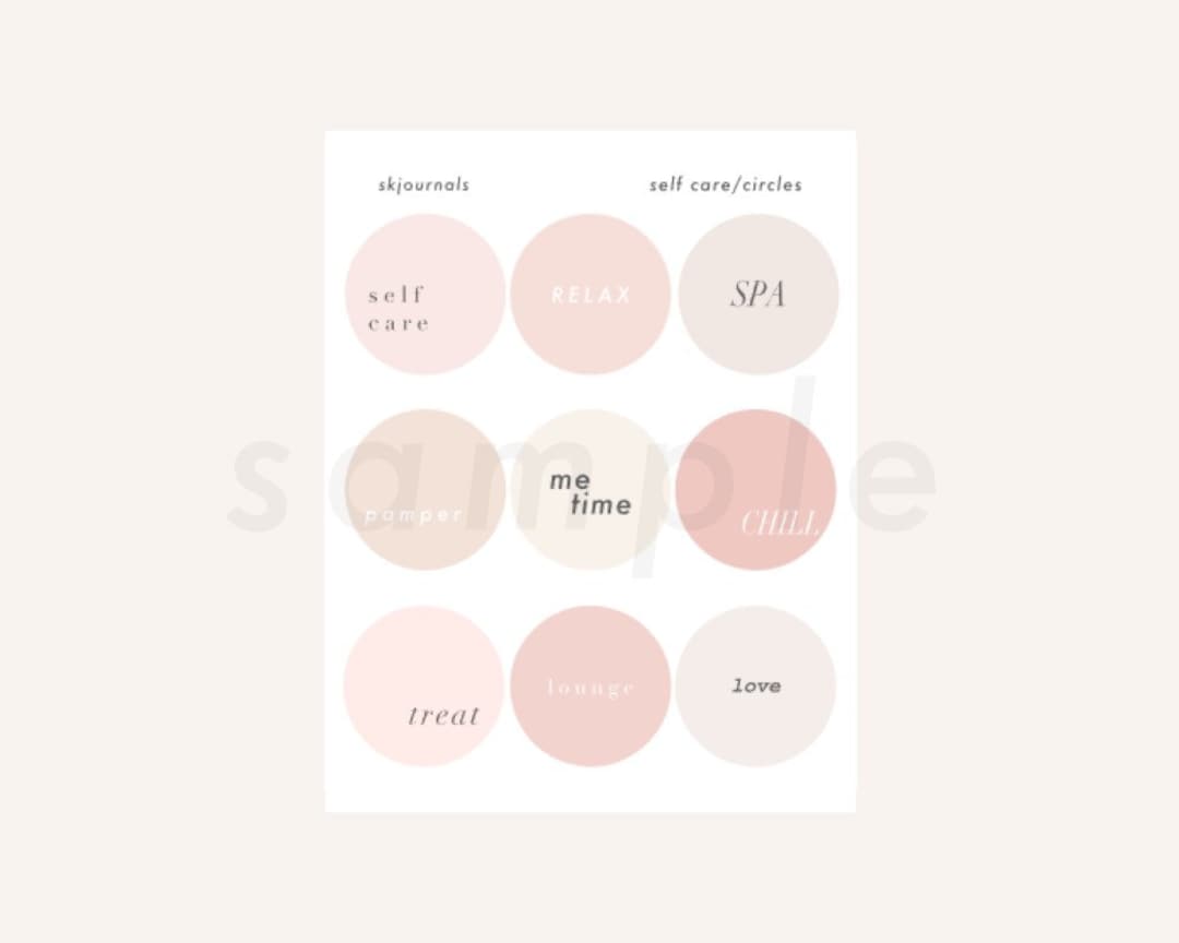 Minimal Self Care Circle Clear Stickers - Etsy