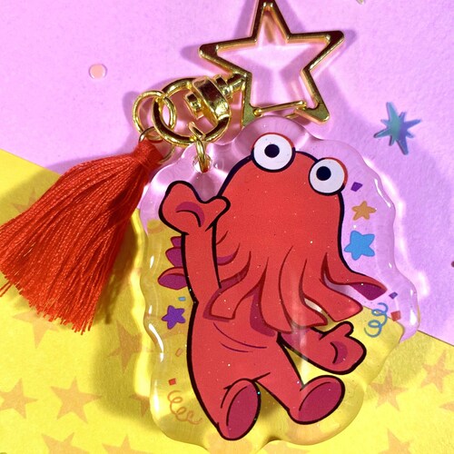 Red Guy Dont Hug Me Im Scared DHMIS Glitter Keychain - Etsy