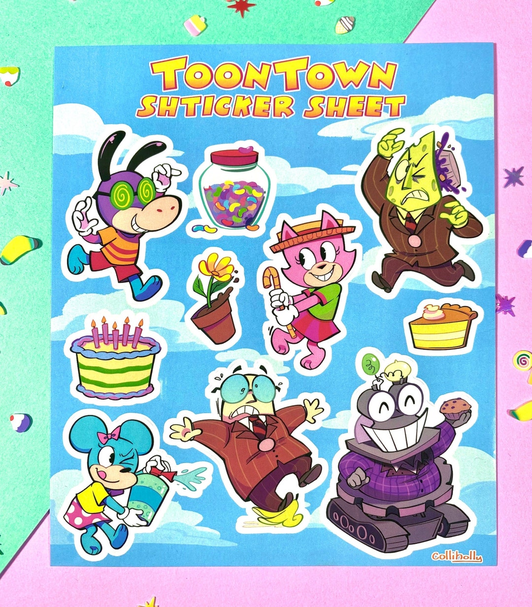 Toontown Die Cut Vinyl Sticker Sheet - 6.5" X 5.5" - 10 Stickers Total ...