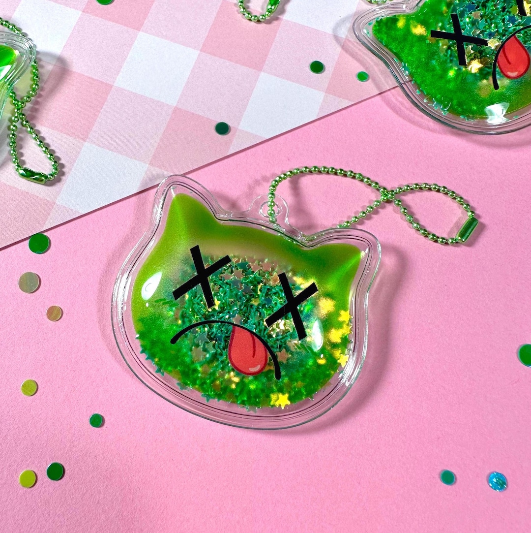 Toontown Sad Green Toon Puffy Charm PVC Glitter Shaker Keychain - 2.5 ...