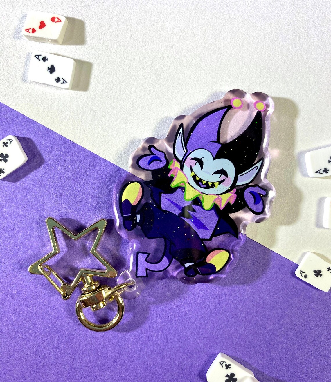Jevil Deltarune Glitter Keychain Acrylic Epoxy Charm 2.5in. - Etsy