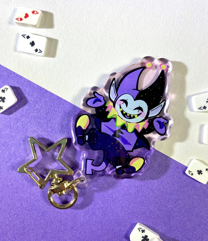 Jevil Deltarune Glitter Keychain Acrylic Epoxy Charm 2.5in. - Etsy