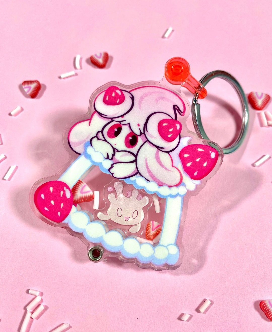 Alcremie and Milcery Pokemon Shaker Charm Keychain Acrylic Openable ...