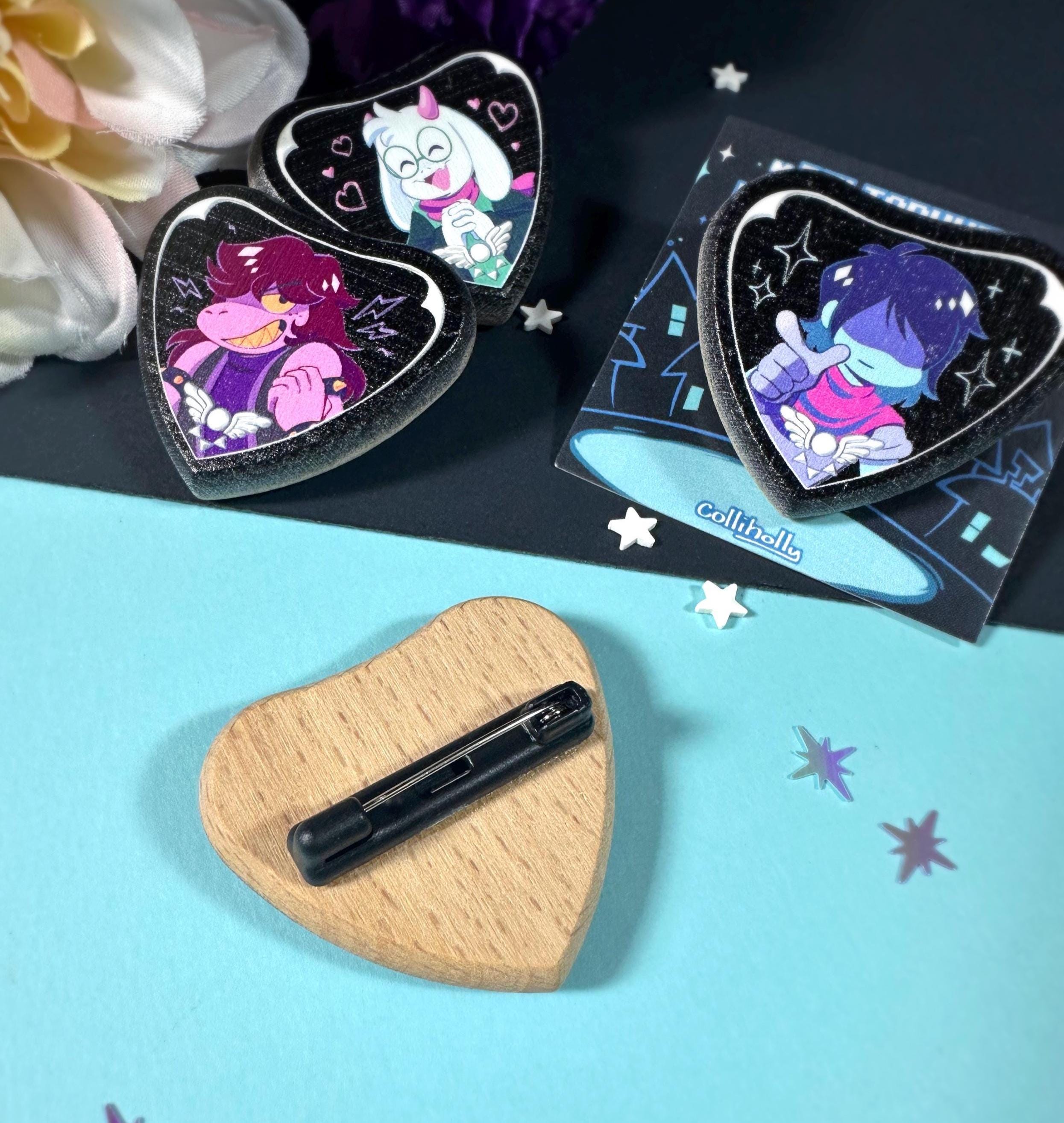 Deltarune Wooden Embossed Buttons 1.5" - Kris, Susie, Ralsei, Noelle - Etsy