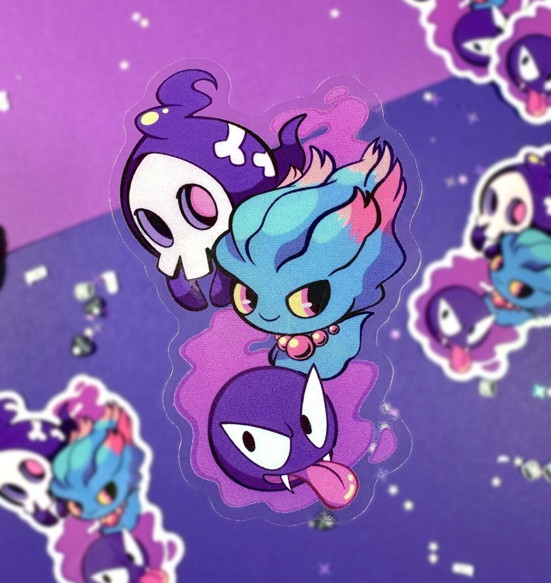 Ghost Pokemon Transparent Vinyl Sticker Gastly, Misdreavus, Duskull 2.5 ...