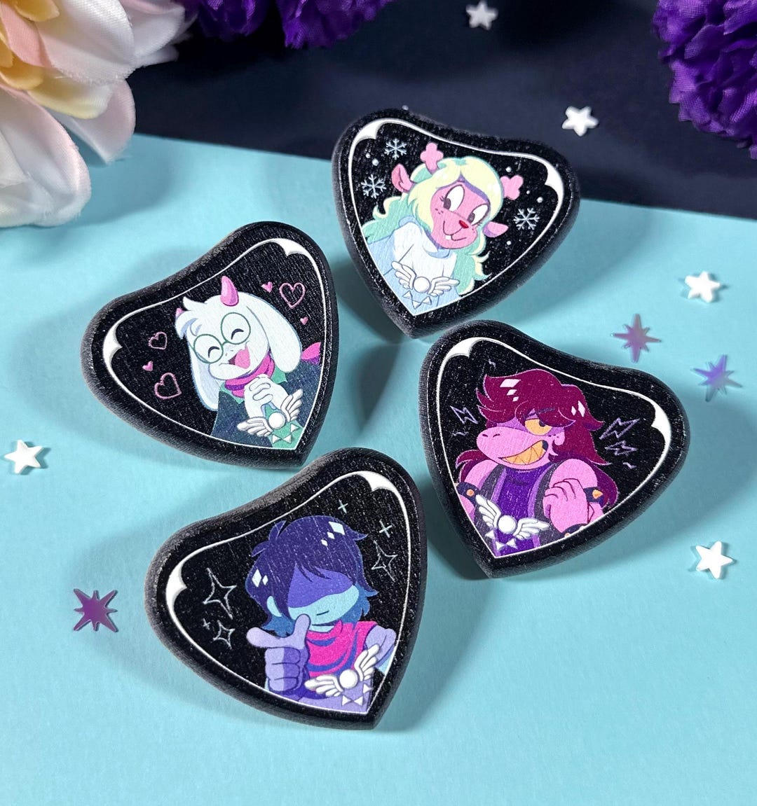 Deltarune Wooden Embossed Buttons 1.5" - Kris, Susie, Ralsei, Noelle - Etsy