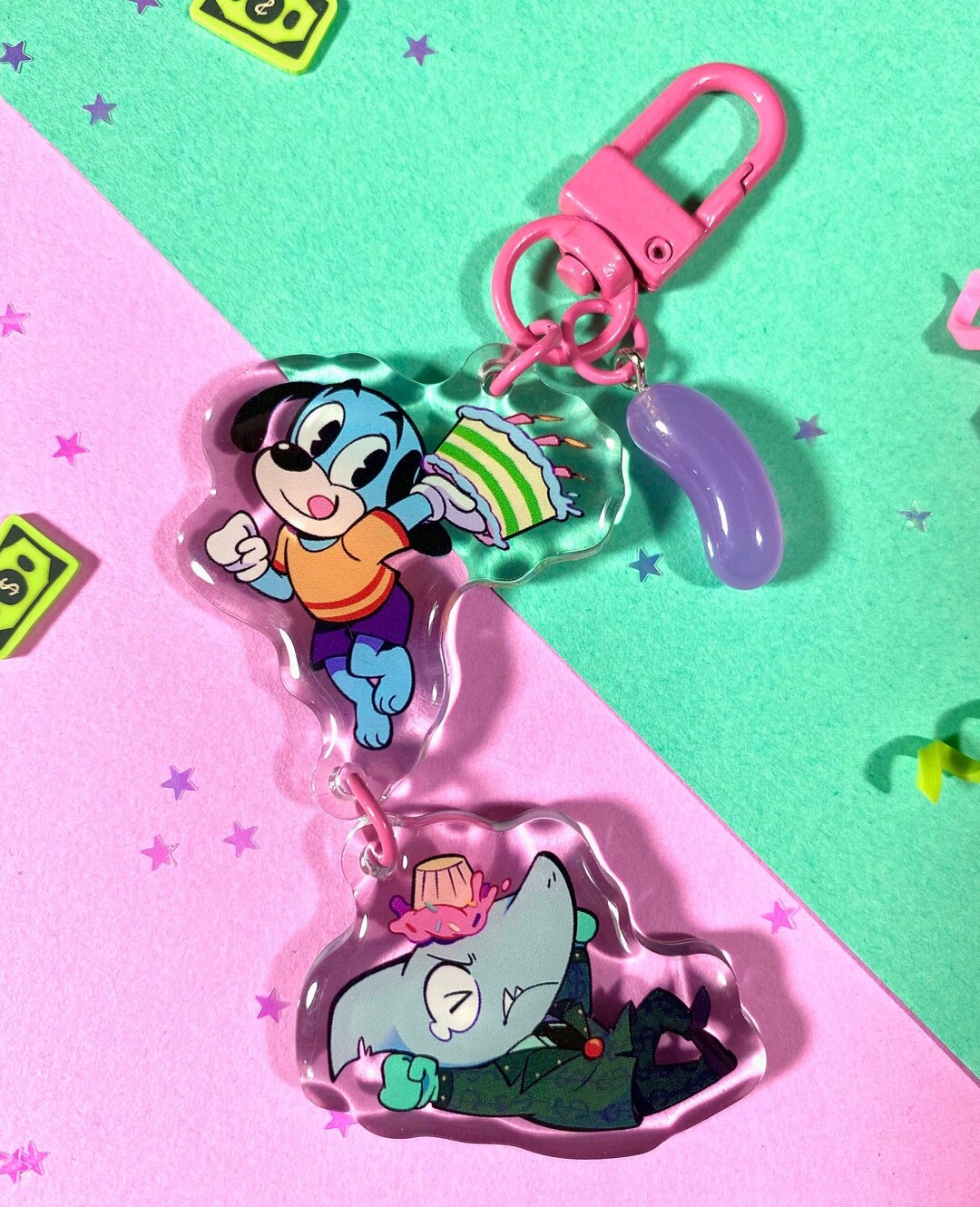 Toontown 2-piece Connected Keychain - Epoxy Charm 1.5in. With Jelly ...