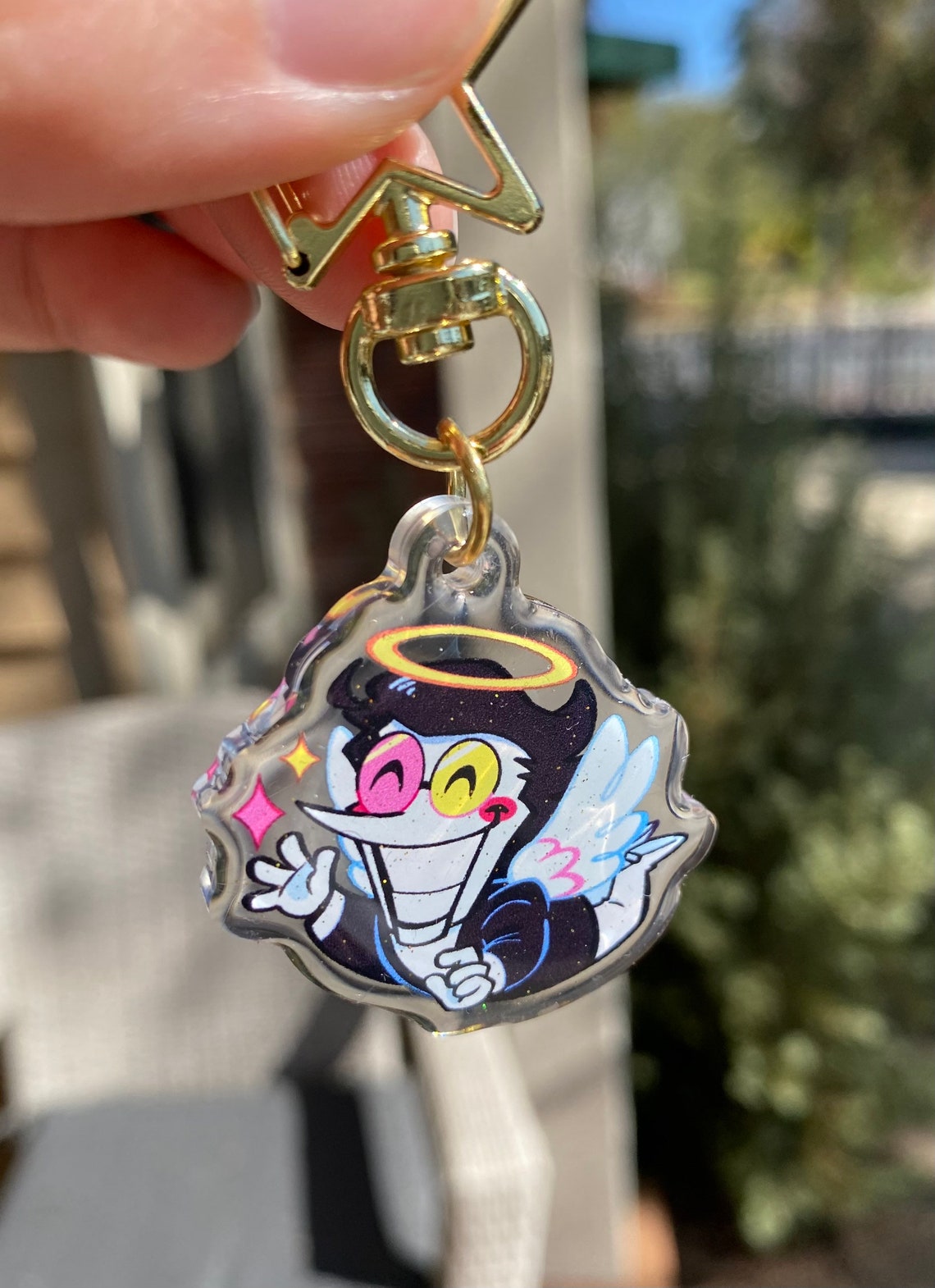 Spamton Deltarune Angel Glitter Keychain Epoxy Charm 1.5in. - Etsy