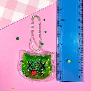 Toontown Sad Green Toon Puffy Charm PVC Glitter Shaker Keychain - 2.5 ...