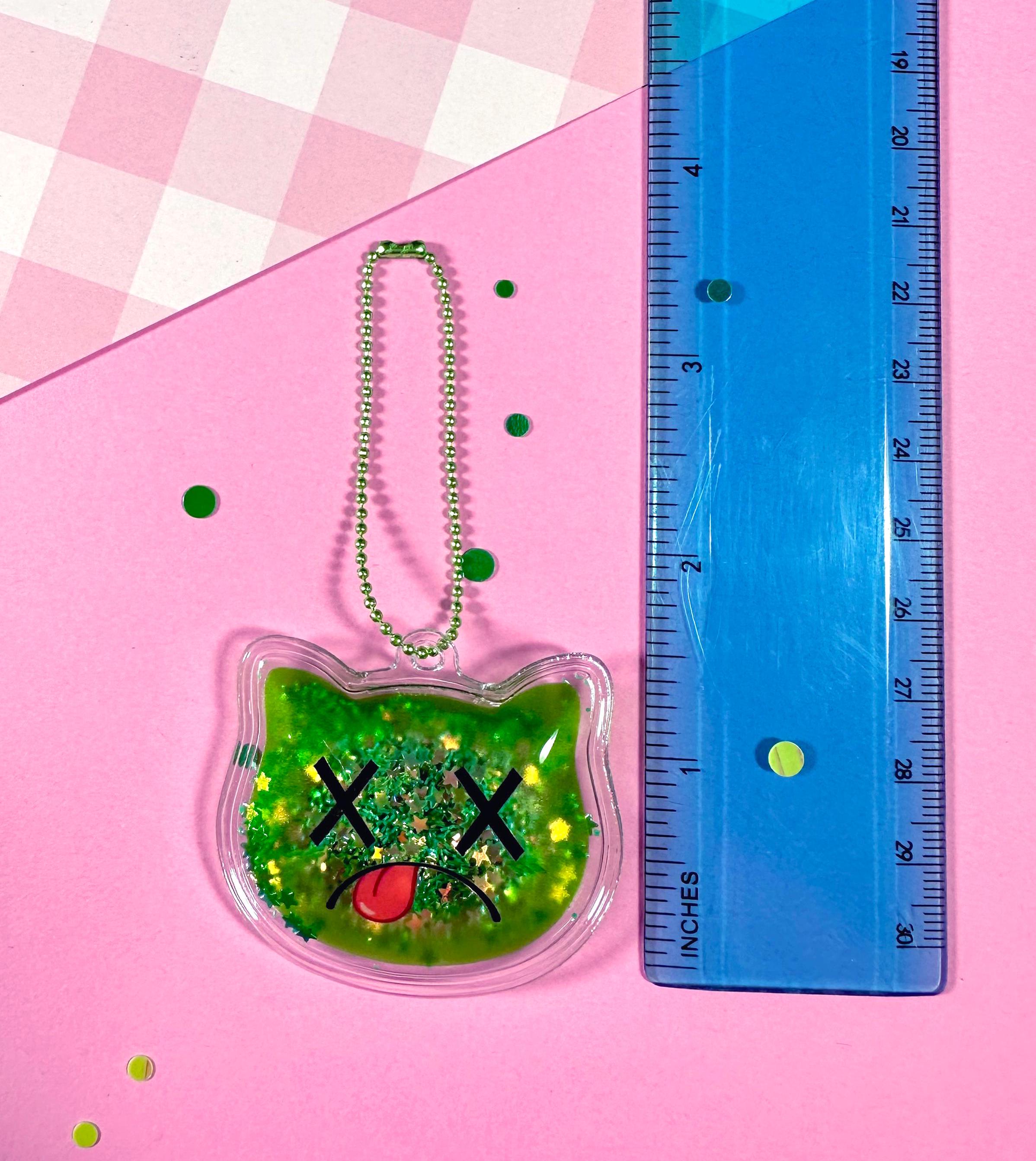 Toontown Sad Green Toon Puffy Charm PVC Glitter Shaker Keychain - 2.5 ...